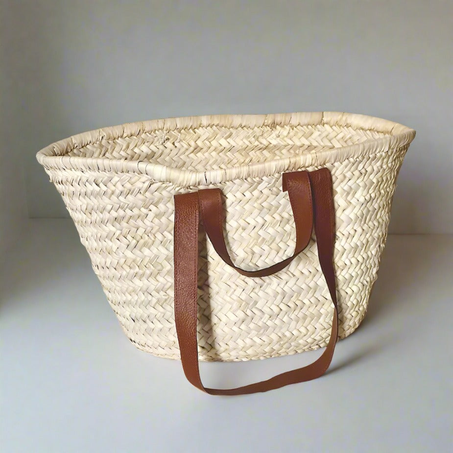 Woven bag with leather handle – Khoos